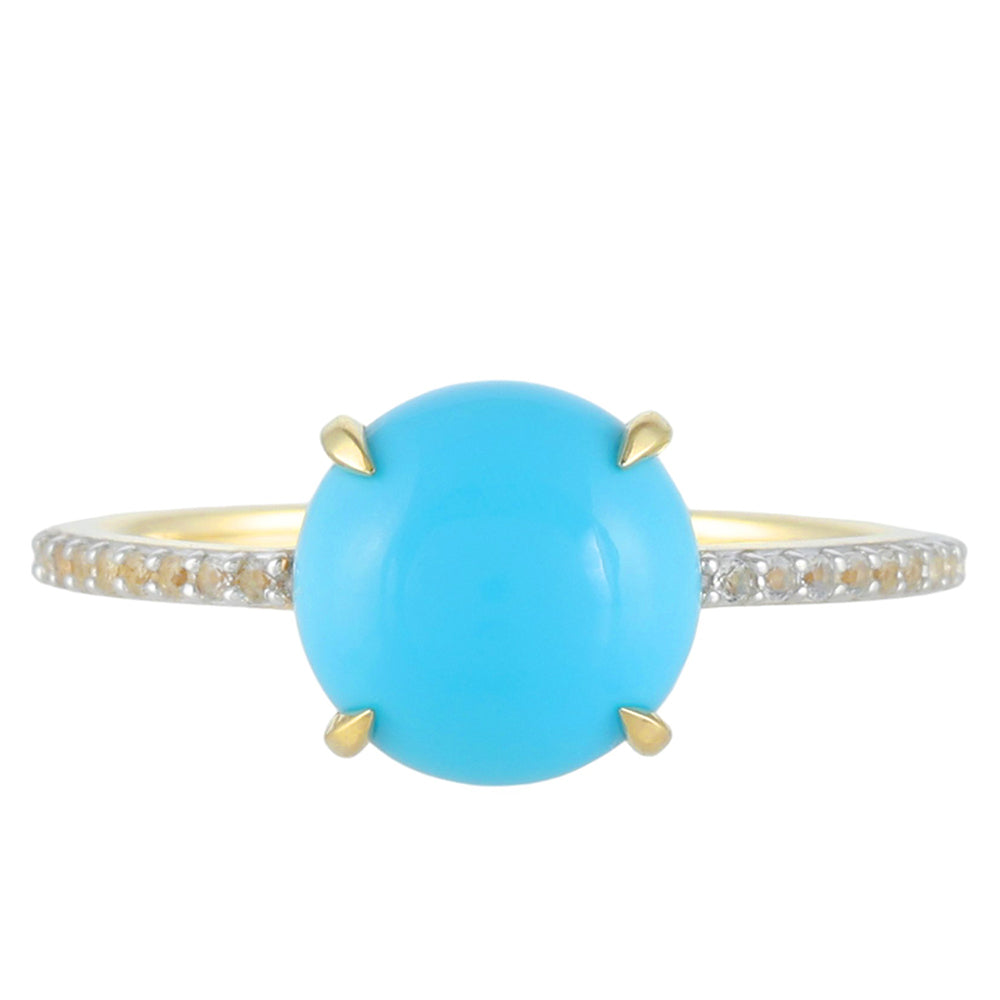 Joyas de Plata – Anillo de Oro 9K con Turquesa Bella Durmiente y ...